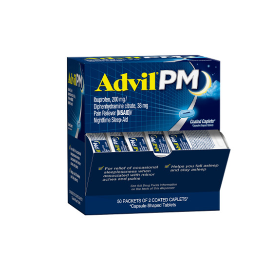 ADVIL PM Pain Reliever and Nighttime Sleep Aid 50x2 Coated Caplets (BB ...